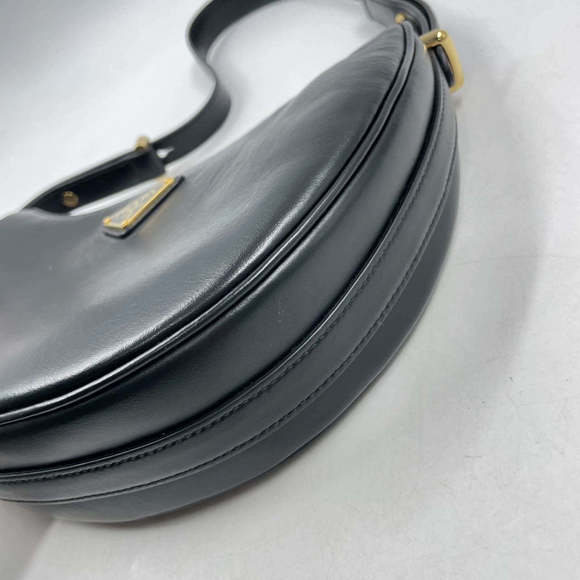 Prada | Bags | Prada Arqu Black Calfskin Leather Shoulder Bag Crescent Moon Shape | Poshmark